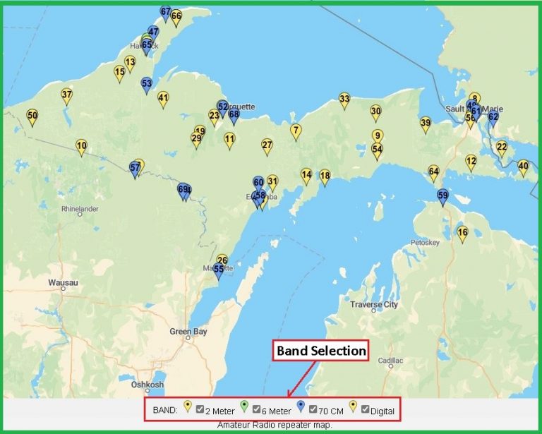 U.P. Repeater Map – Upper Peninsula Amateur Radio Repeater Association